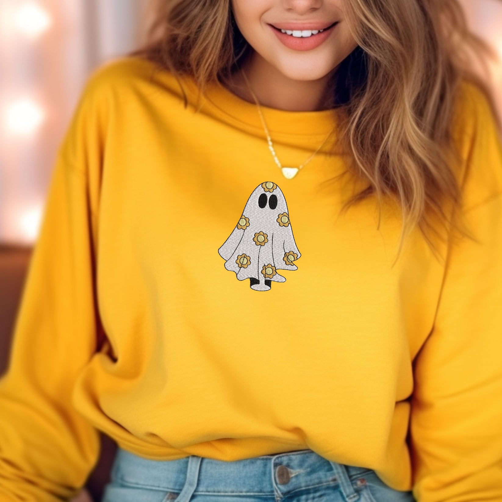 Retro Daisy Ghost – Digital Stitch Empire
