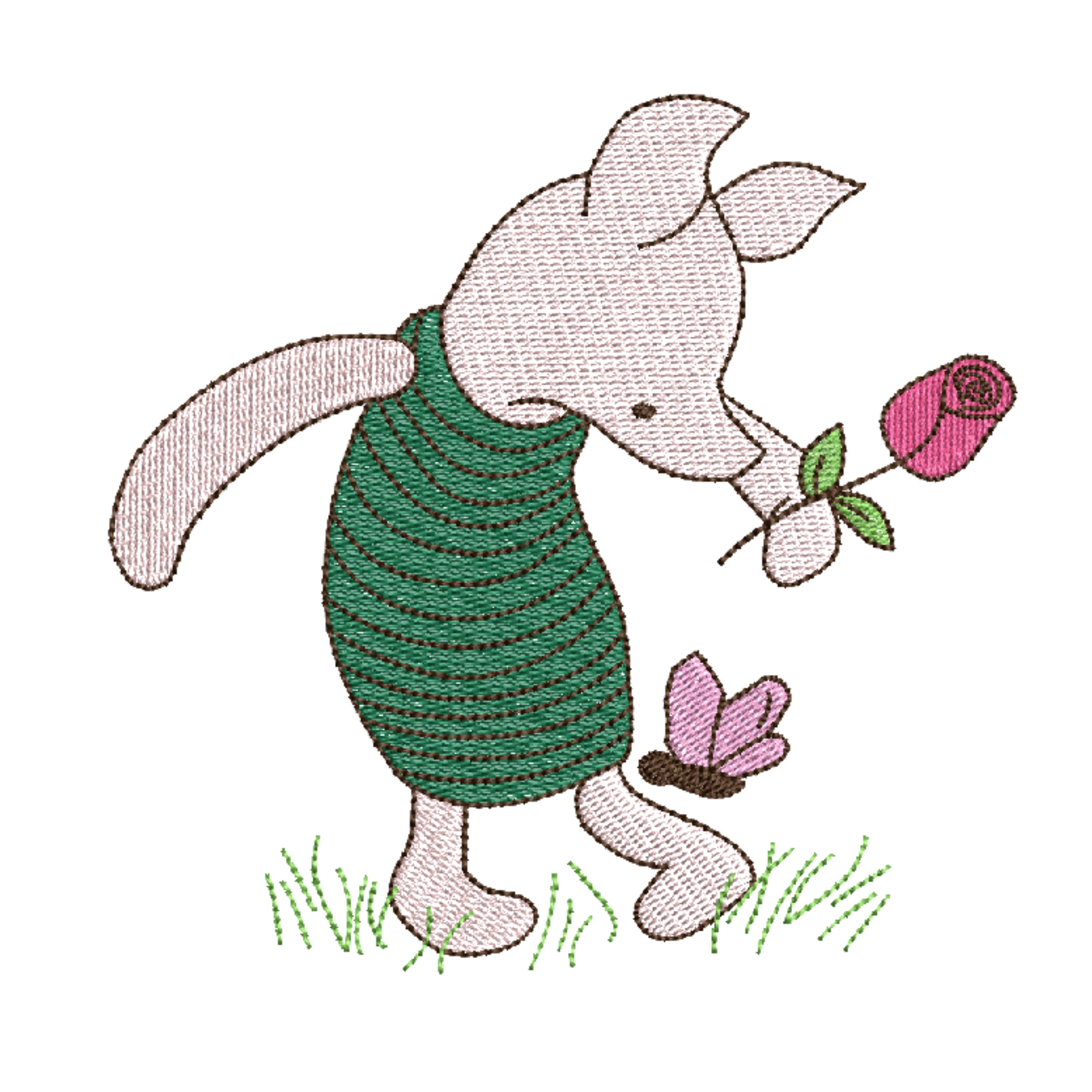 Piglet Butterfly Love – Digital Stitch Empire