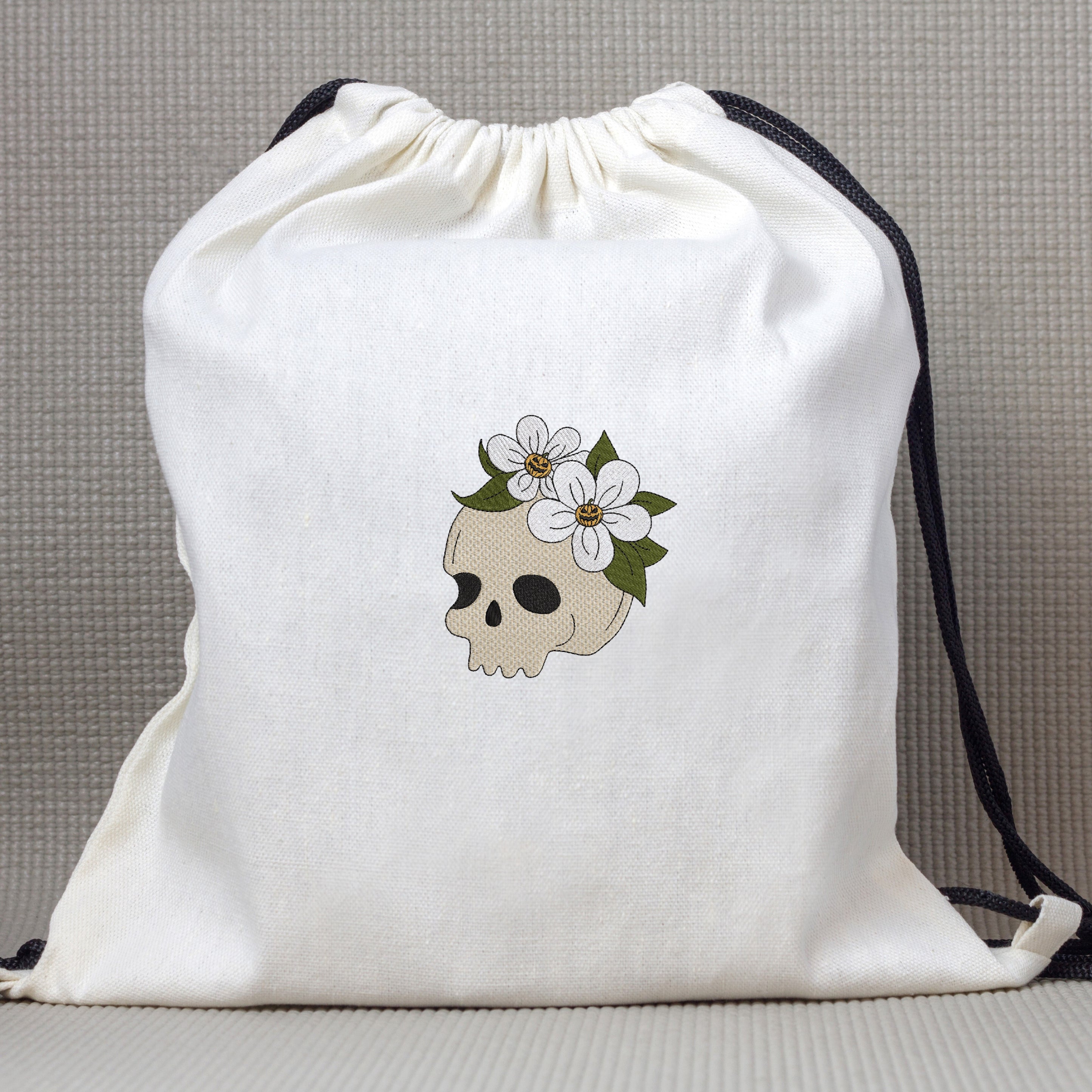 Pumpkin Daisy Skull – Digital Stitch Empire