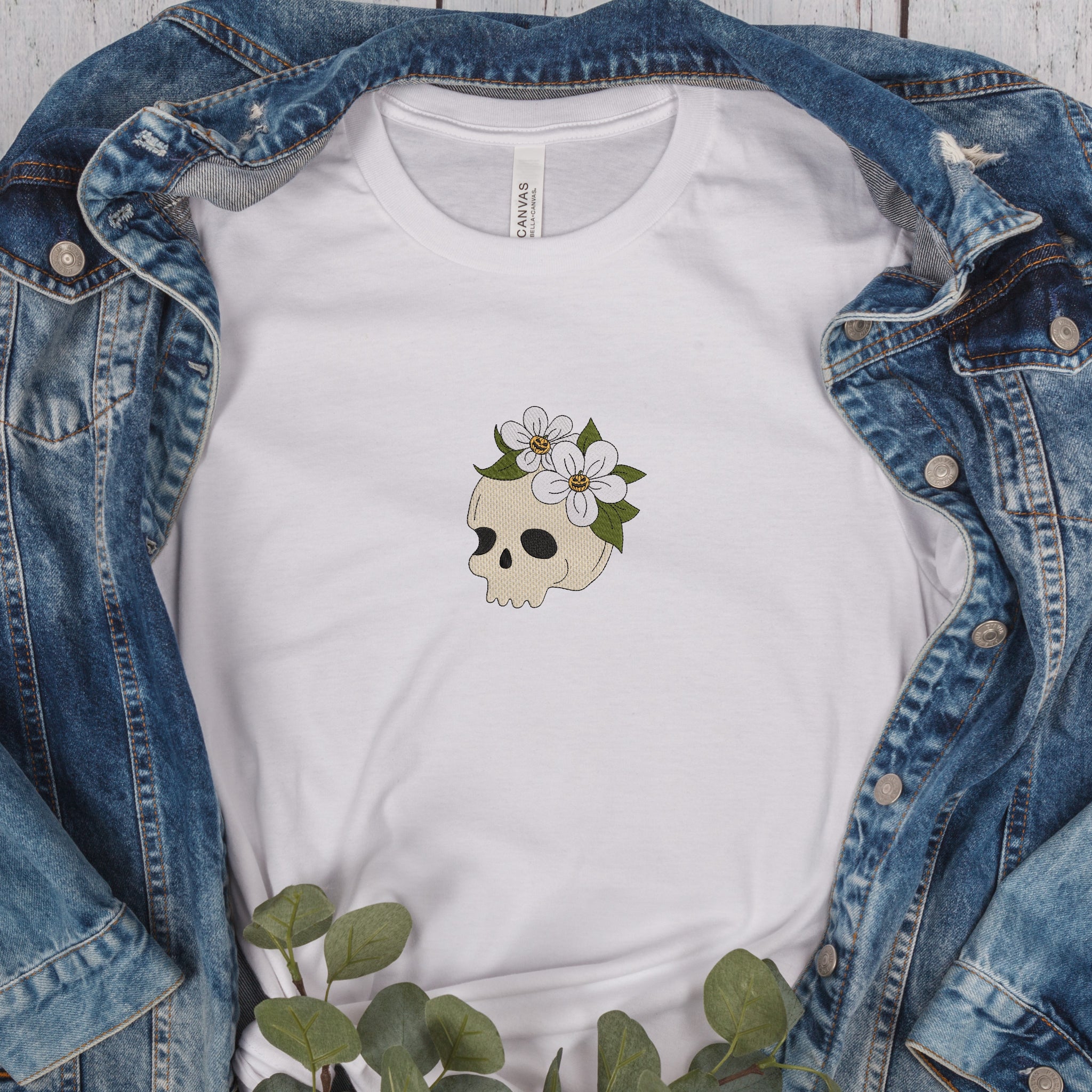 Pumpkin Daisy Skull – Digital Stitch Empire